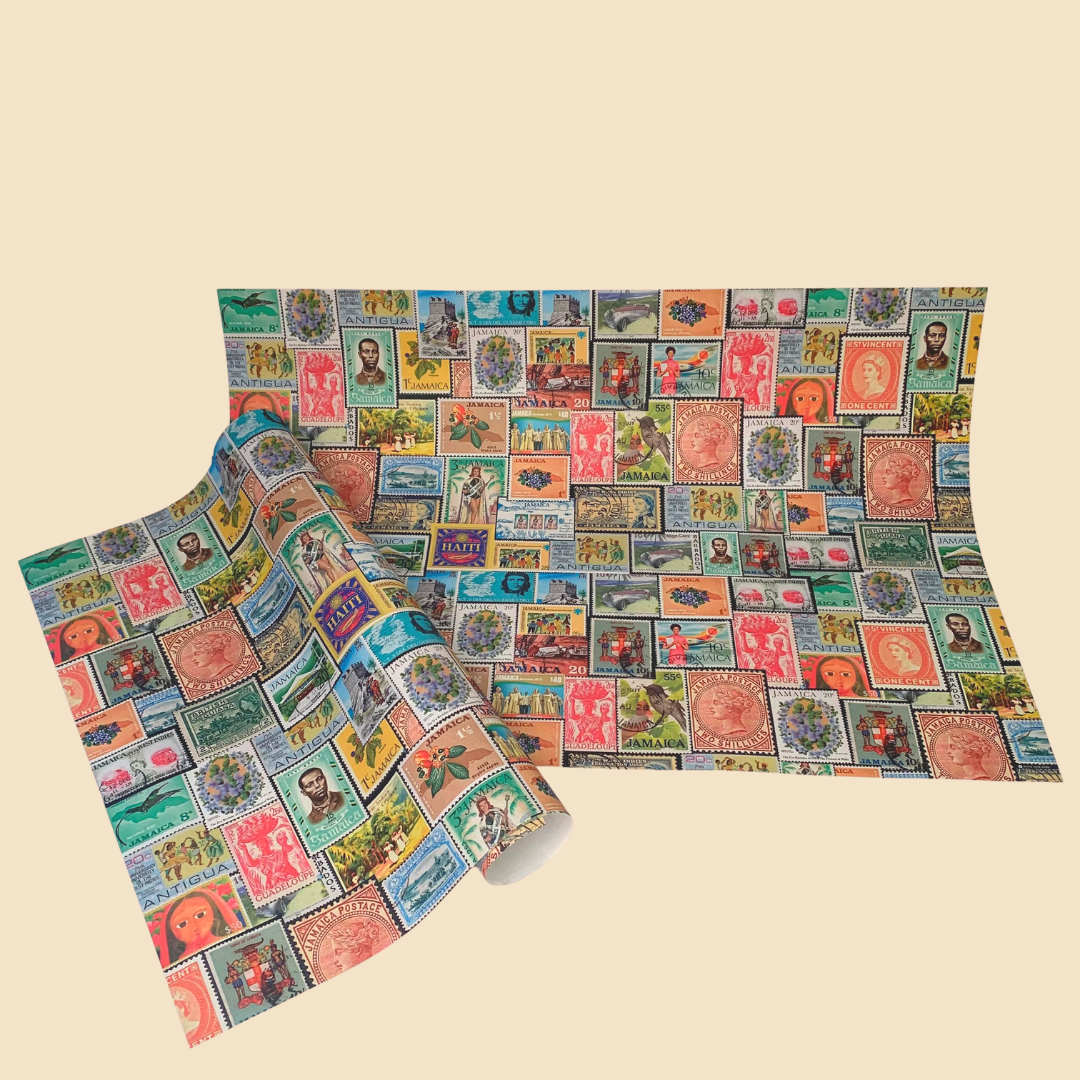 Caribbean Stamps Wrapping Paper | Kazvare Made It | Gift Wrap on The ...